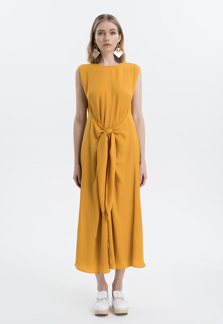 Solid Self Tie Waist Maxi Dress – ZAY