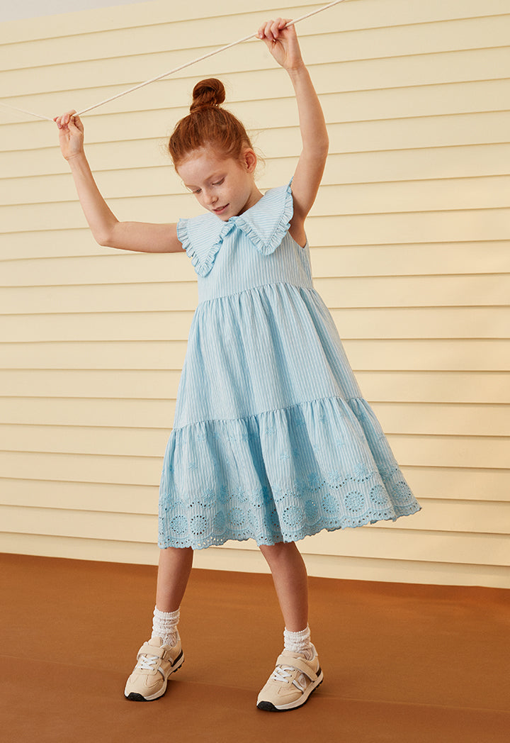 Embroider Stripe Ruffle Tiered Sleeveless Dress – ZAY