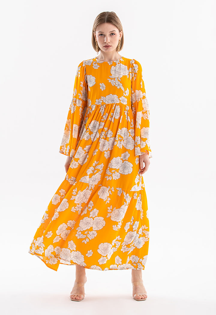 All Over Floral Print Tiered Dress – ZAY