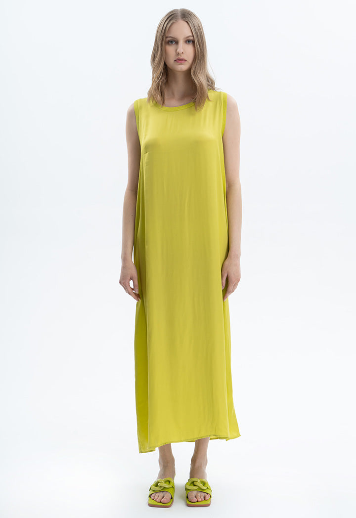 Solid A-line Maxi Sleeveless Dress – ZAY